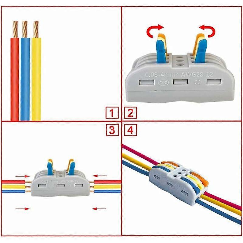 16 Pieces SPL-3 Lever-Nut Wire Connectors, 3 in 3 out 6 Ports Conductor ...