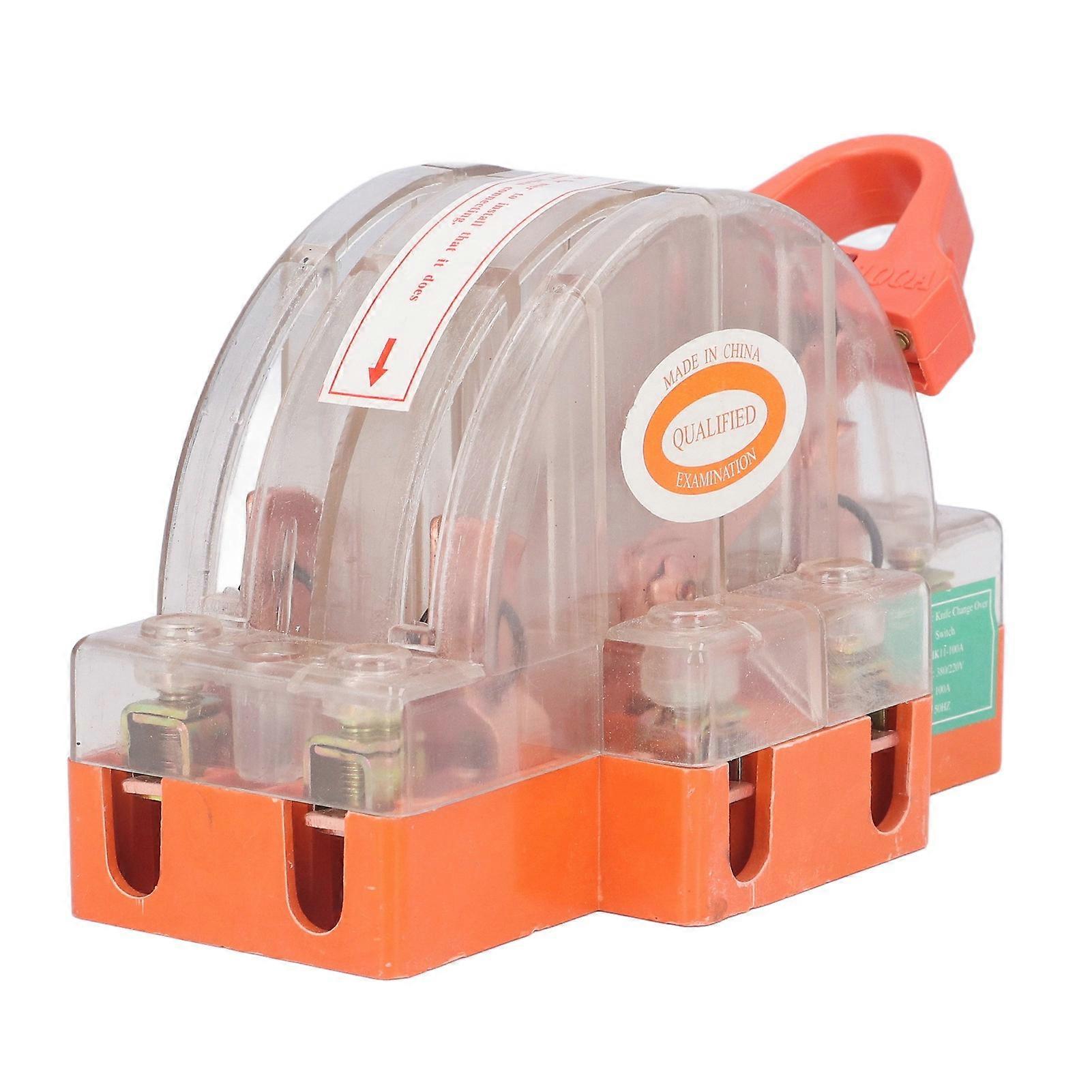 Double Pole Knife Switch Transparent Shell 2P 100A Safety Knife Switch ...