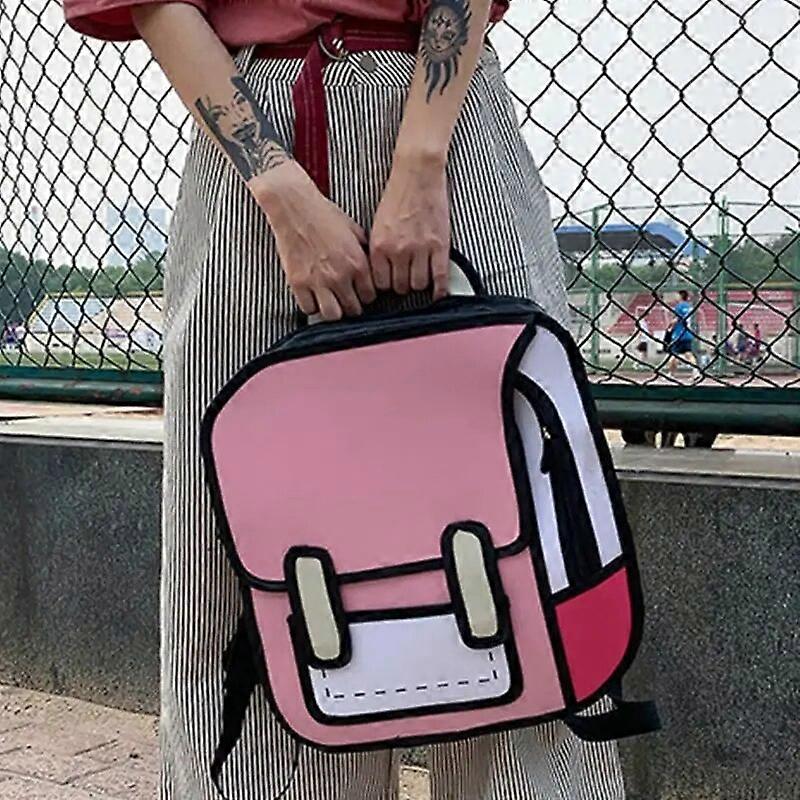 Creative Women 2D Drawing Backpack Cartoon School Bag Comic Bookbag for ...