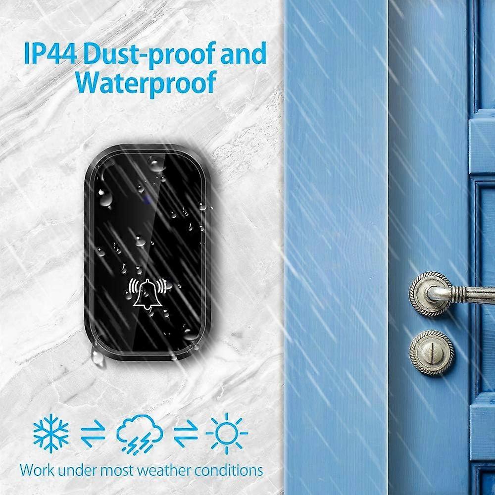 [No Batteries Needed] Wireless Doorbell with LED Temperature ...