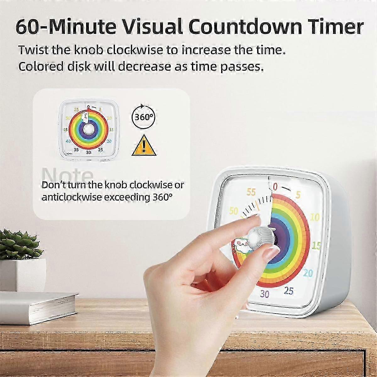 60-Minute Visual Timer with Night Light, Countdown Timer,Pomodoro Timer ...