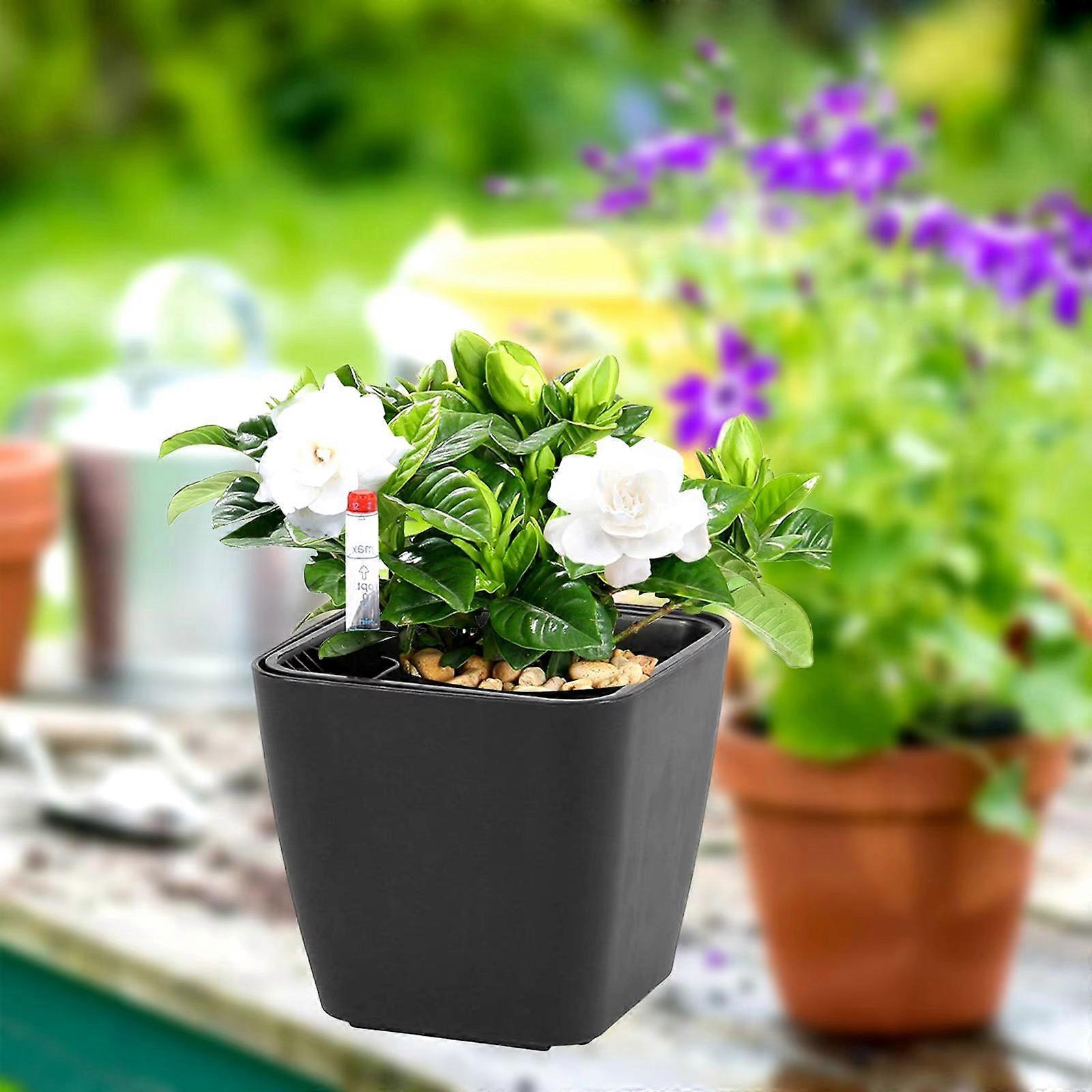Self Watering Planter with Water Level Indicators Plastic Plant Flower ...