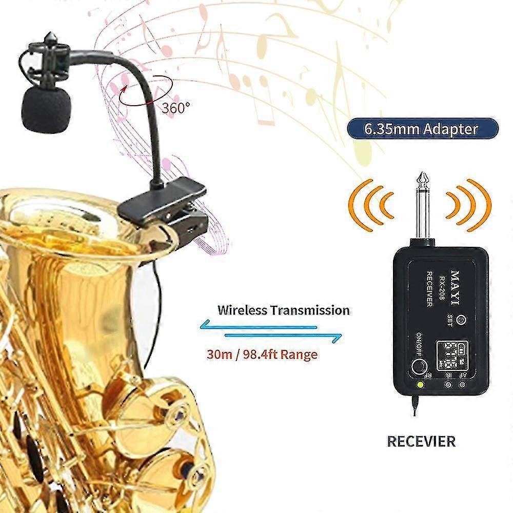 Uhf Wireless Instruments Microphone Saxophone Microphone Transmitter ...