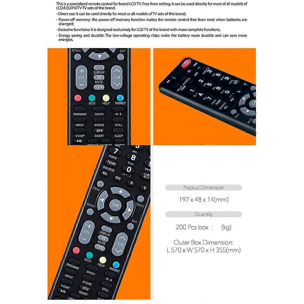 CHUNGHOP E-C910 For Changhong TV Remote Control Battery Powered ...
