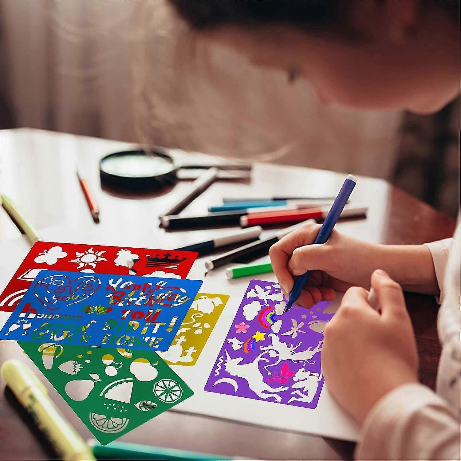 20pcs Color Drawing Templates For Kids, Plastic Painting Stencil ...