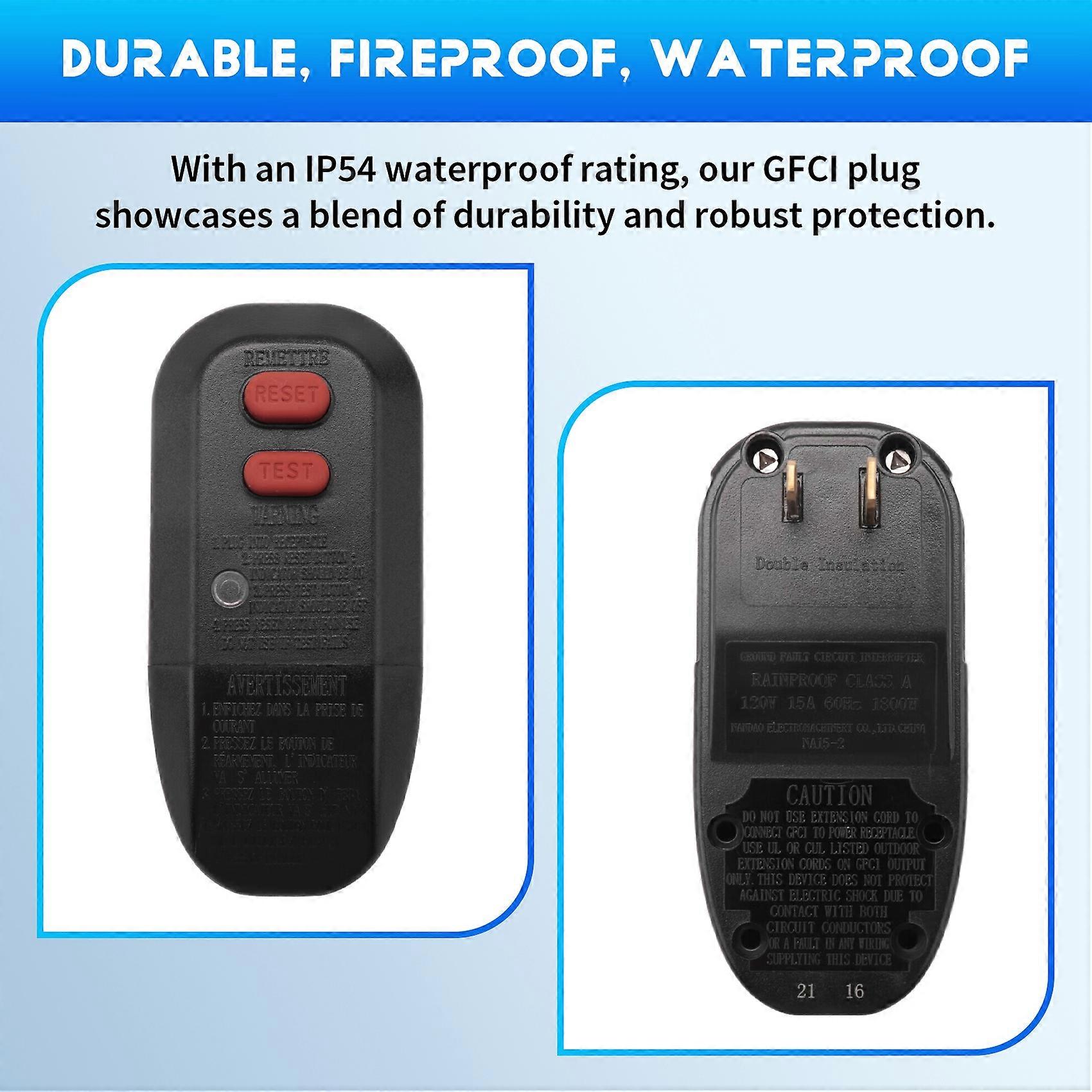 1pcs GFCI Plug Replacement,Replacement Plug 2-Prong 15Amp 2-Wires ...