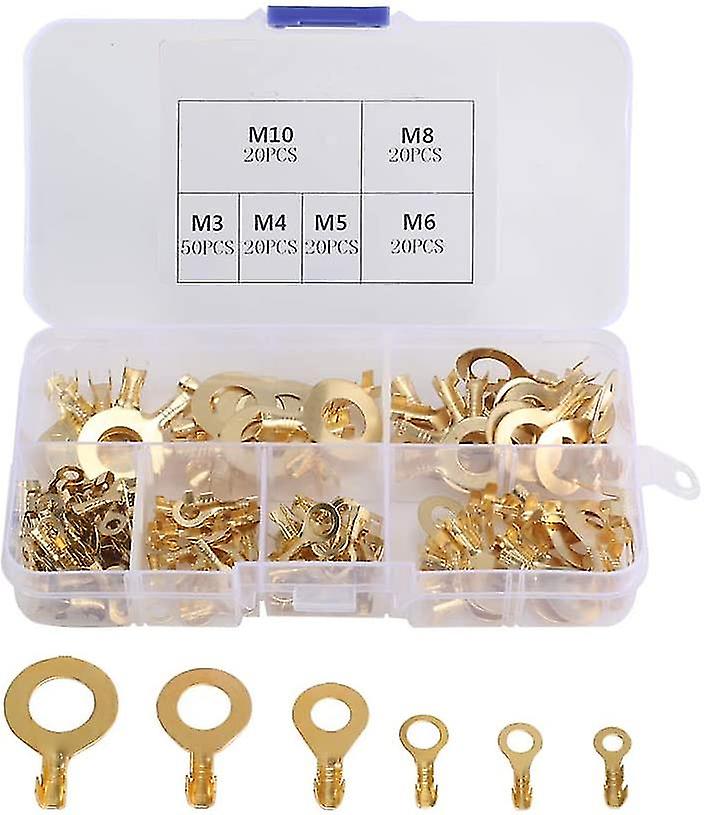 150pcs Electrical Lug Kit Round Brass Crimp Lug M3 M4 M5 M6 M8 M10 ...