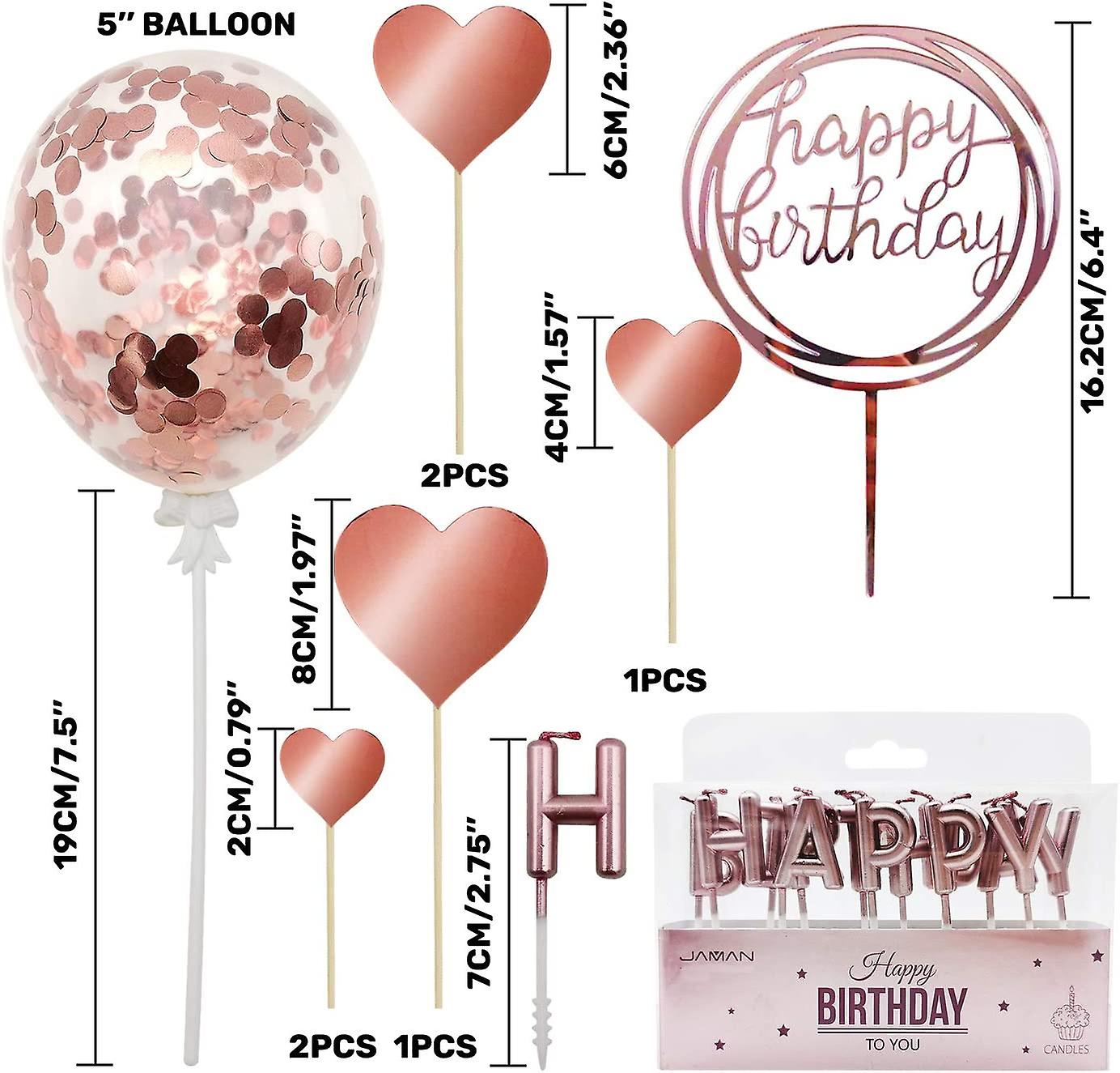 Rose Gold Cake Topper Decoration with Happy Birthday Candles Happy ...