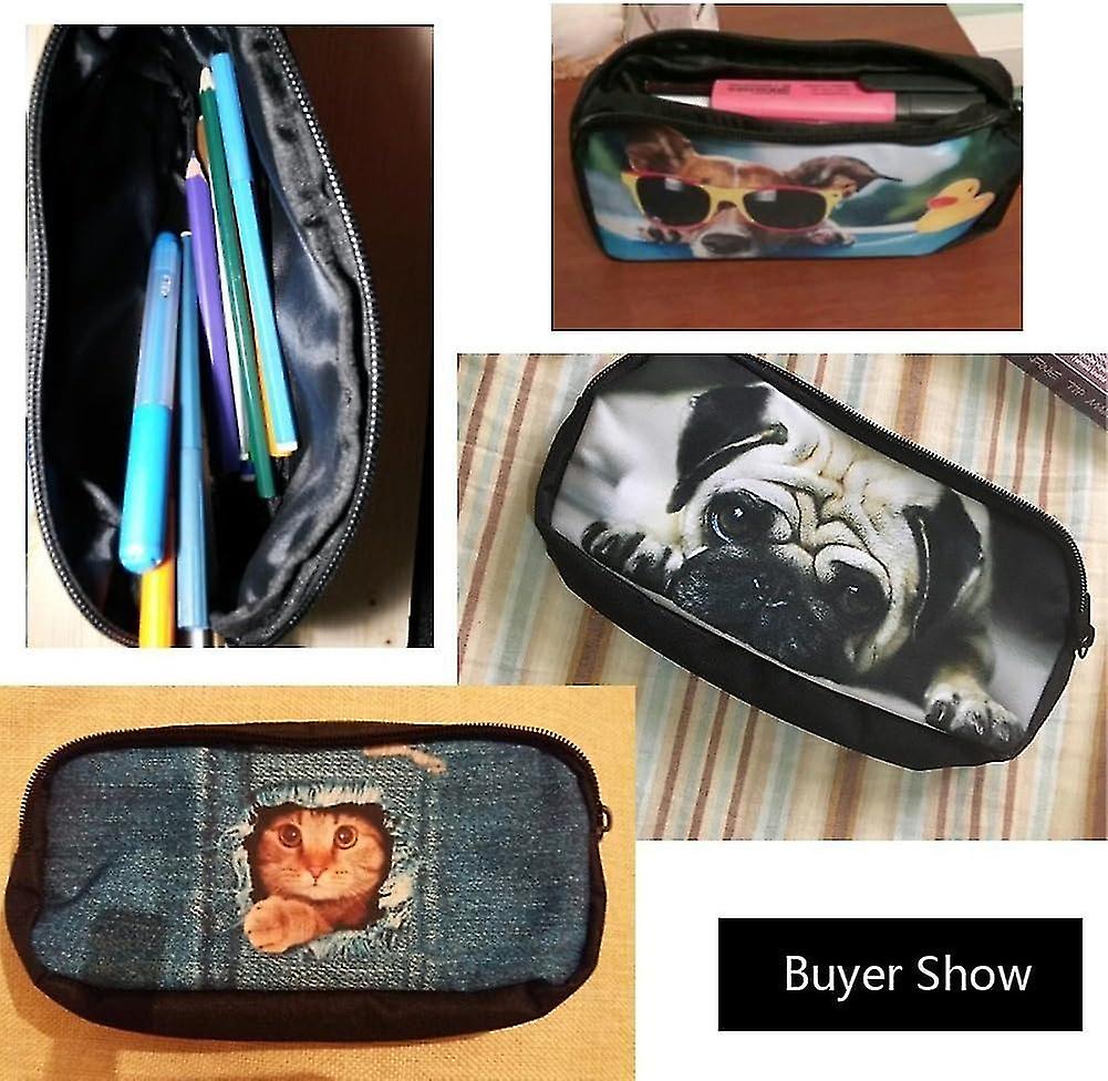 Wolf Print Pencil Case For School Kids Boys Purple Neon Wolf Pen Bag ...