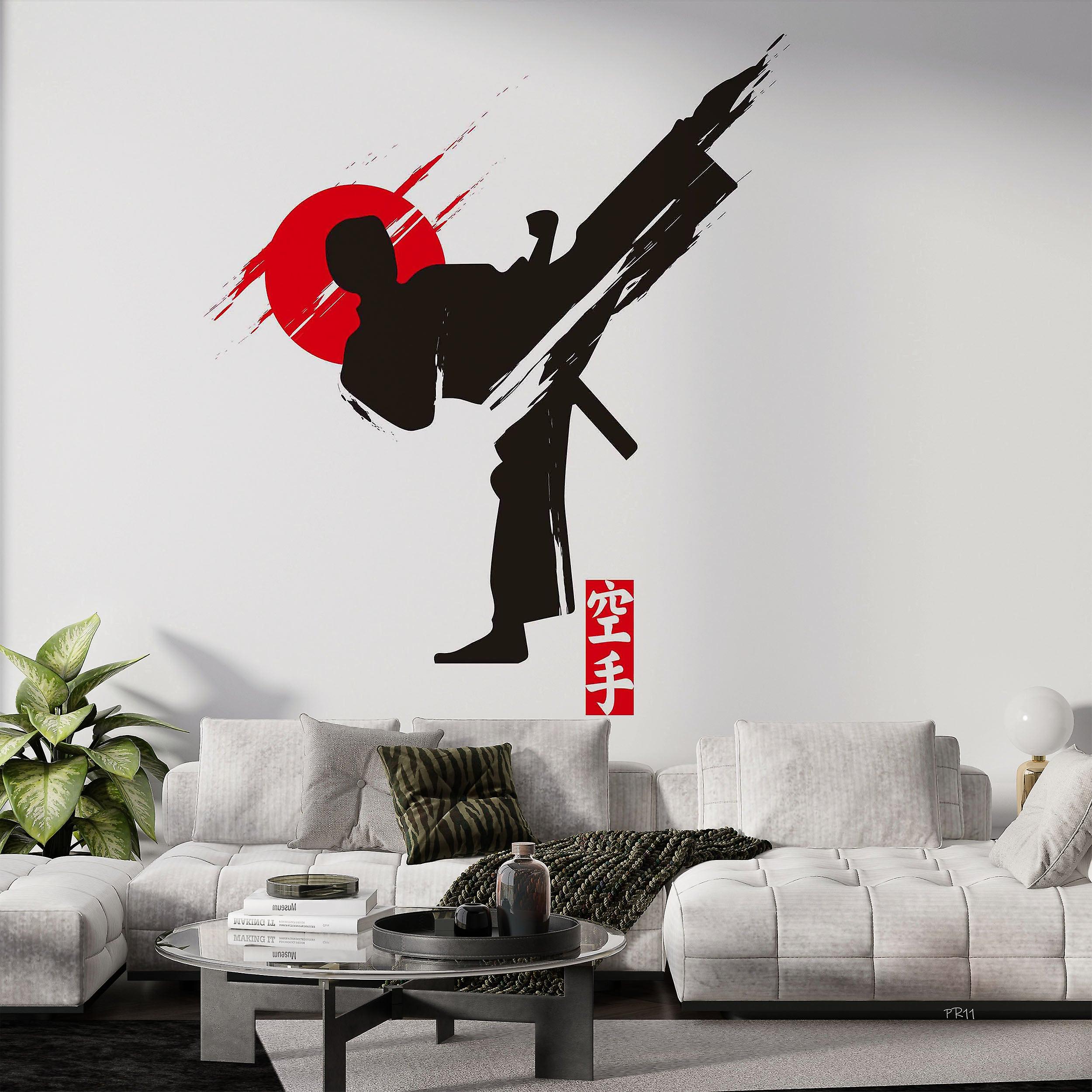 3D martial arts karate silhouette character illustration wall mural ...
