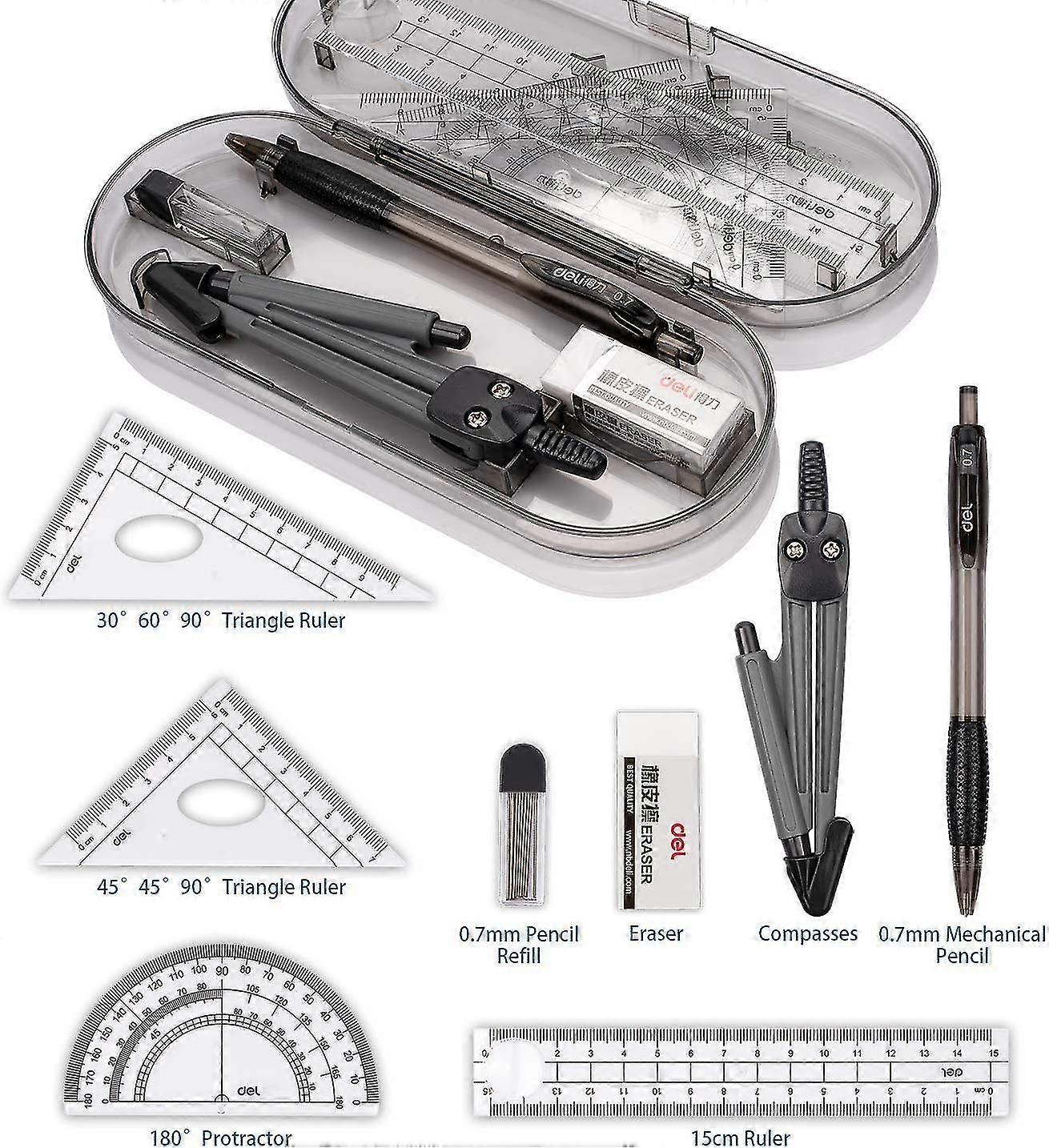Maths Set Geometry Set Compass Set 8 Pieces School Supplies Drawing ...