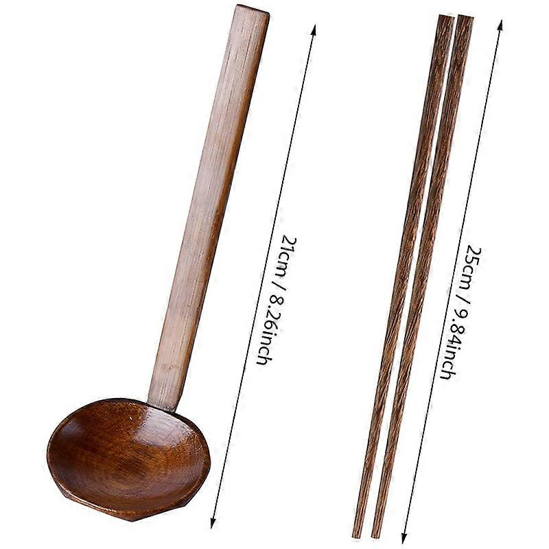4 Pieces Japanese Long Handle Spoon Ramen Spoon Wooden Hot Pot Spoon ...