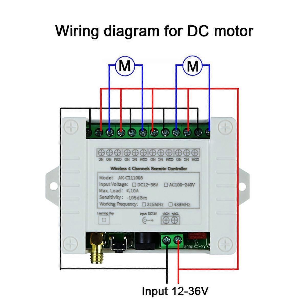 DC12-36V 4CH RF Wireless Remote Control Switch Receiver with 2000M Long ...