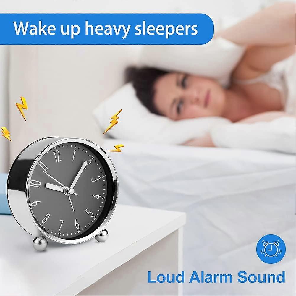 No Ticking Alarm Clock 4 '' Quiet Bedside Clock For Heavy Sleepers ...