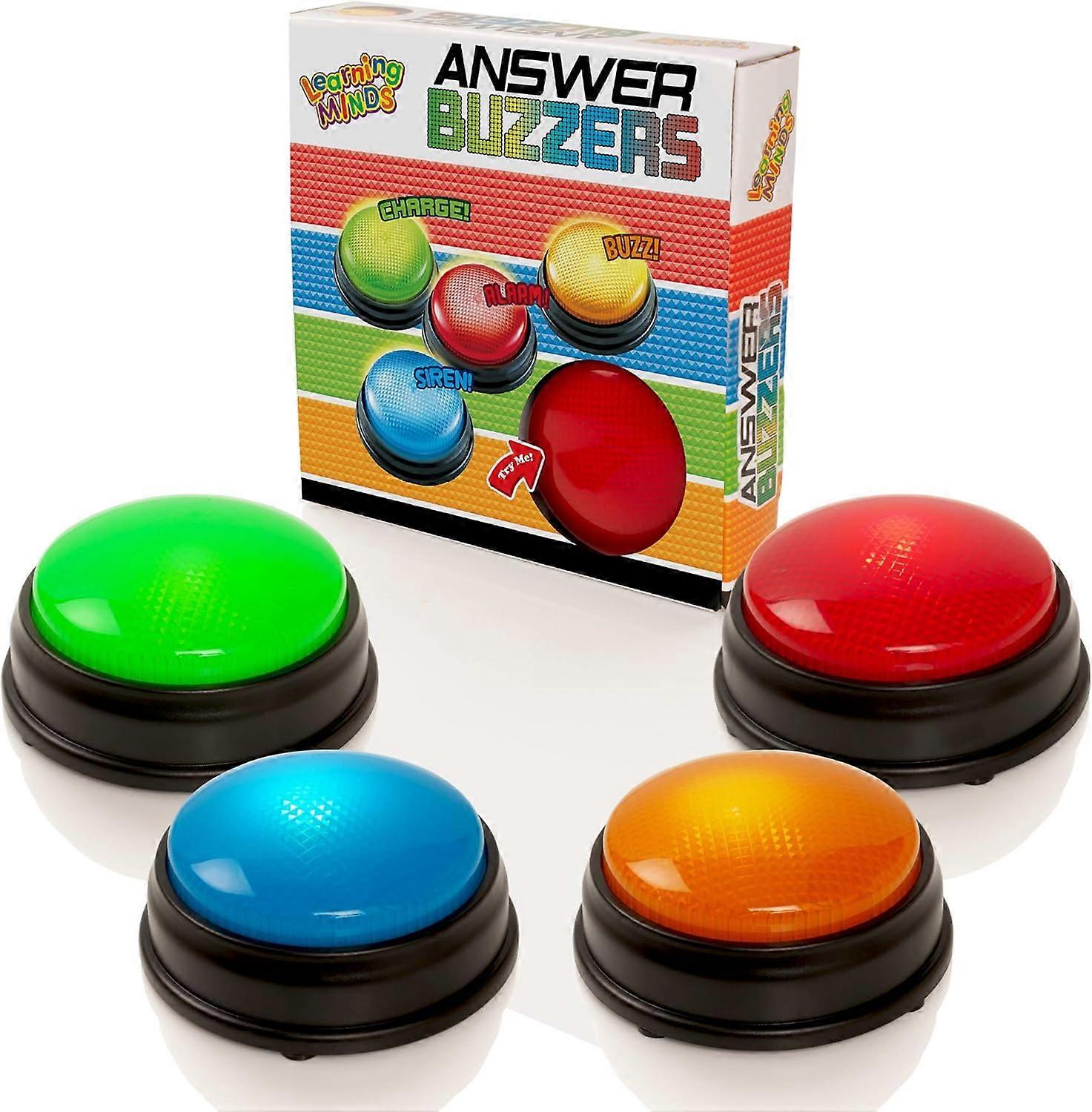 Quiz Buzzers - Set of 4 light and sound buzzers for pub quiz games ...