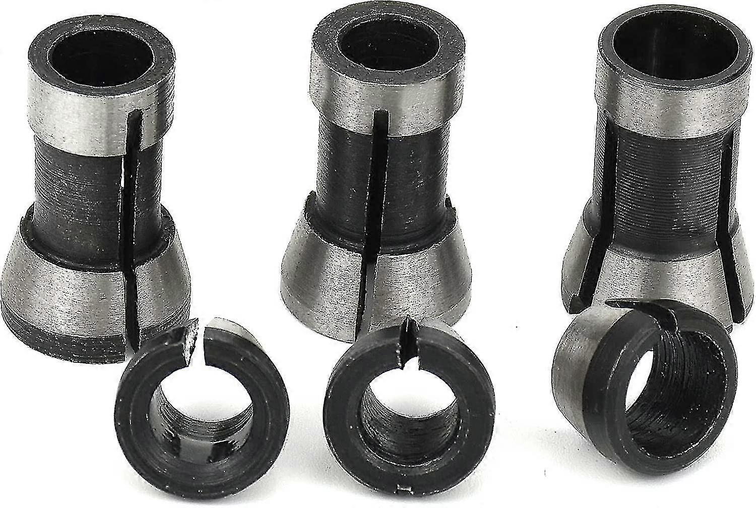 6pcs Milling Chuck, 6mm 6.35mm 8mm Collet Trimmer Chuck, Wood Router ...