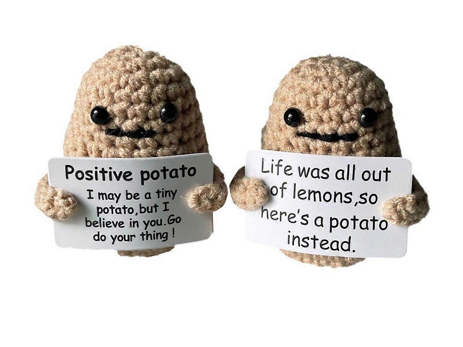 2PCS Positive Potato Dolls with Card Knitted Potato Inspired Toy Home ...
