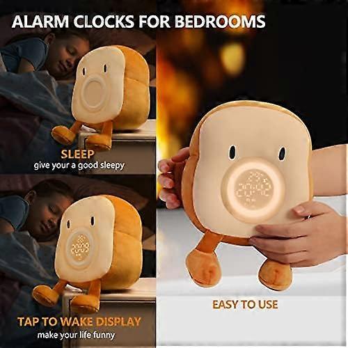 Plush Toy Night Light Alarm Clock for Kids, Multiin-one Cozy Toast ...