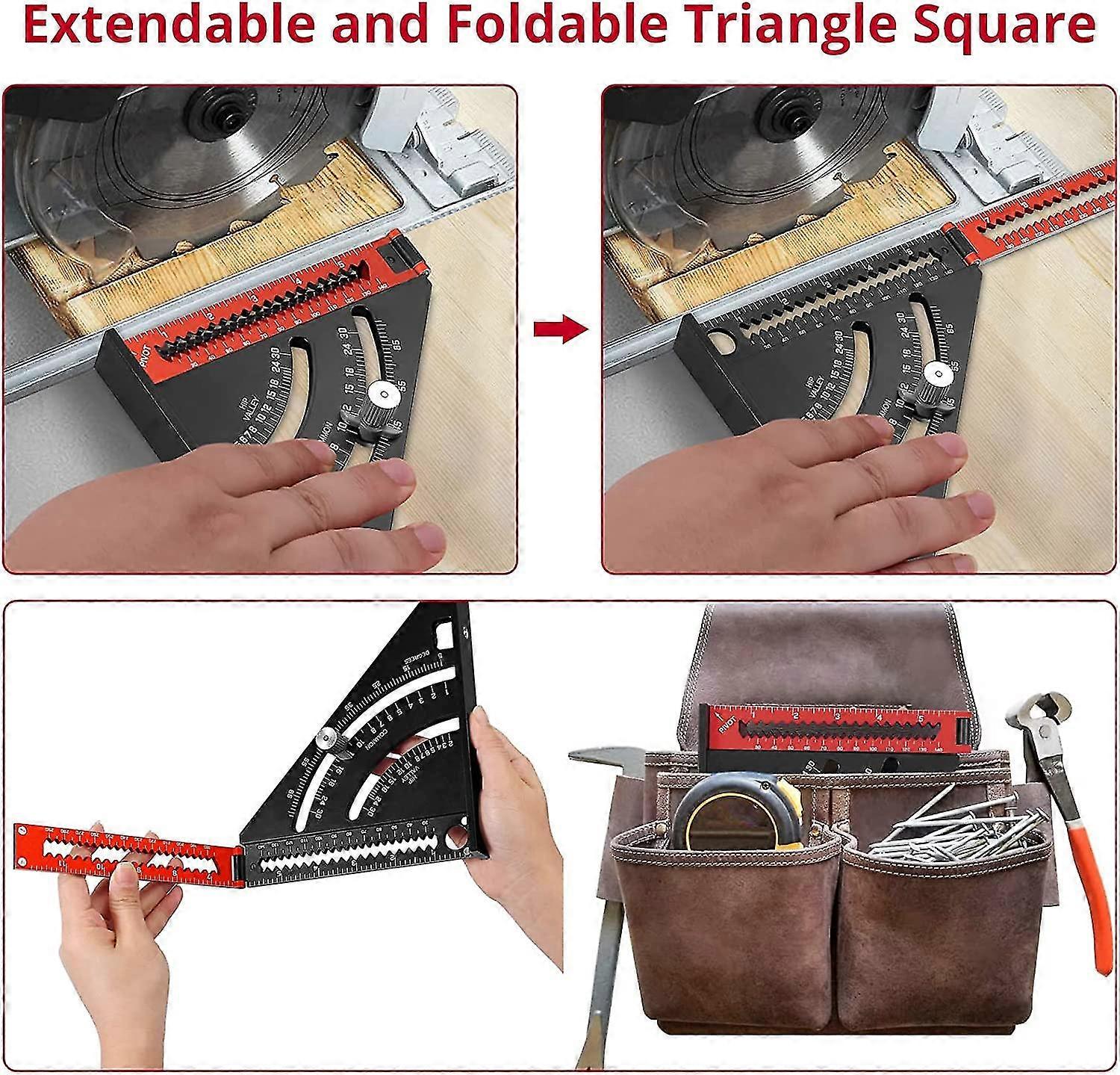 Folding Metal Carpenter Square Marker Pen 4 In 1 Aluminum Multi-tool ...