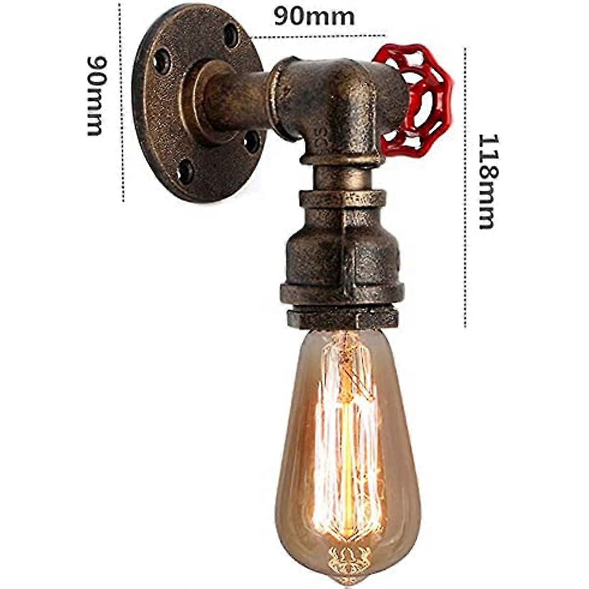 Retro Industrial Water Pipe Wall Lights Vintage Rustic Metal Steampunk ...