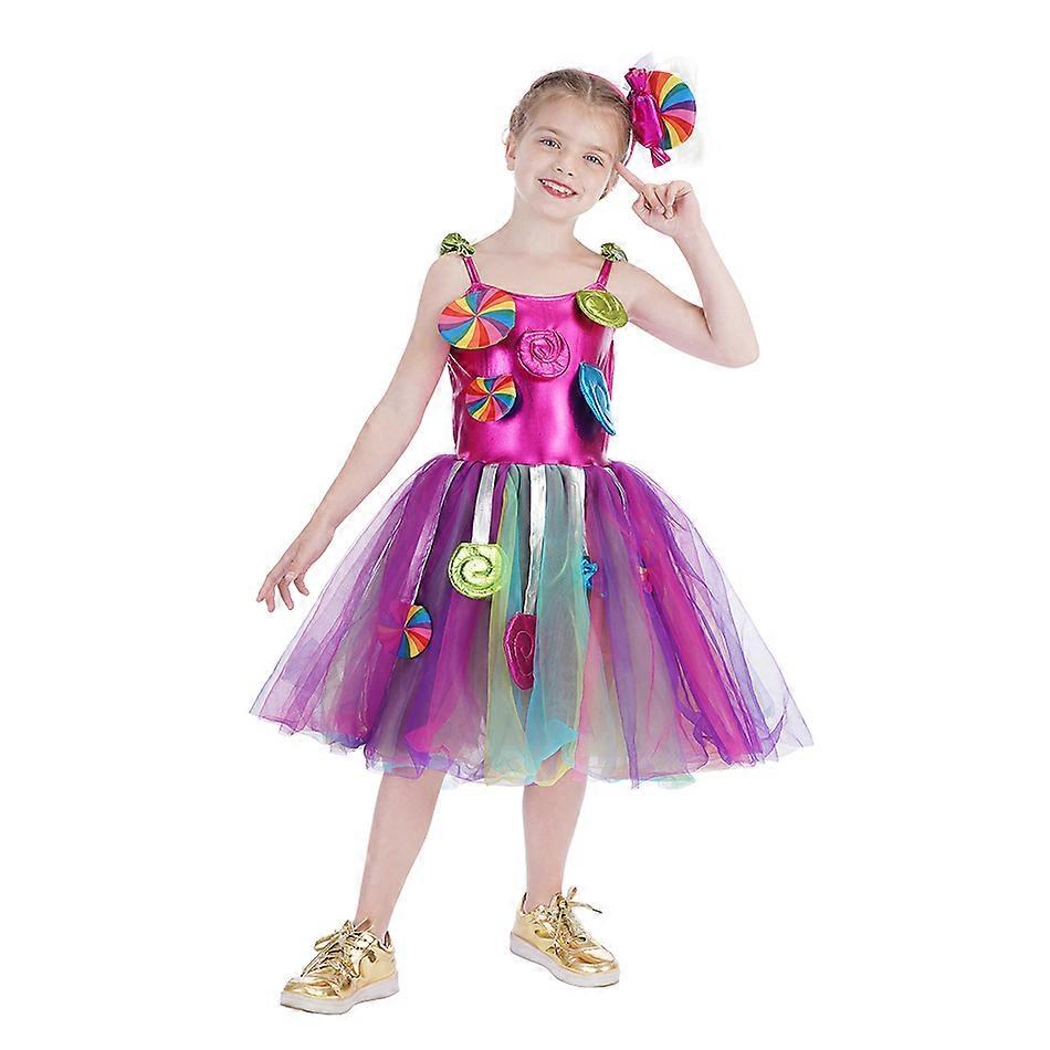Children's Cute Rainbow Candy Princess Dress Girls Christmas Carnival ...