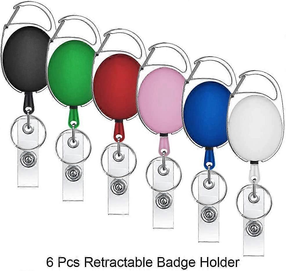 6 Pack Extendable Key Chain,retractable Id Card Holder Key Roll, Key ...