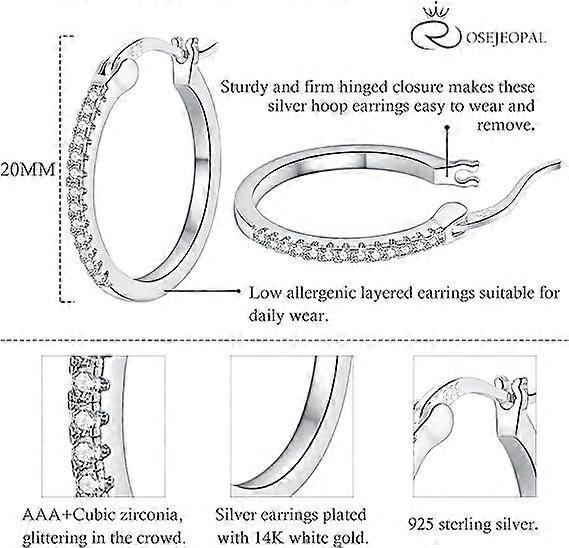 925 Sterling Silver Post Small Hoop Earrings|Silver Hinged Cubic ...