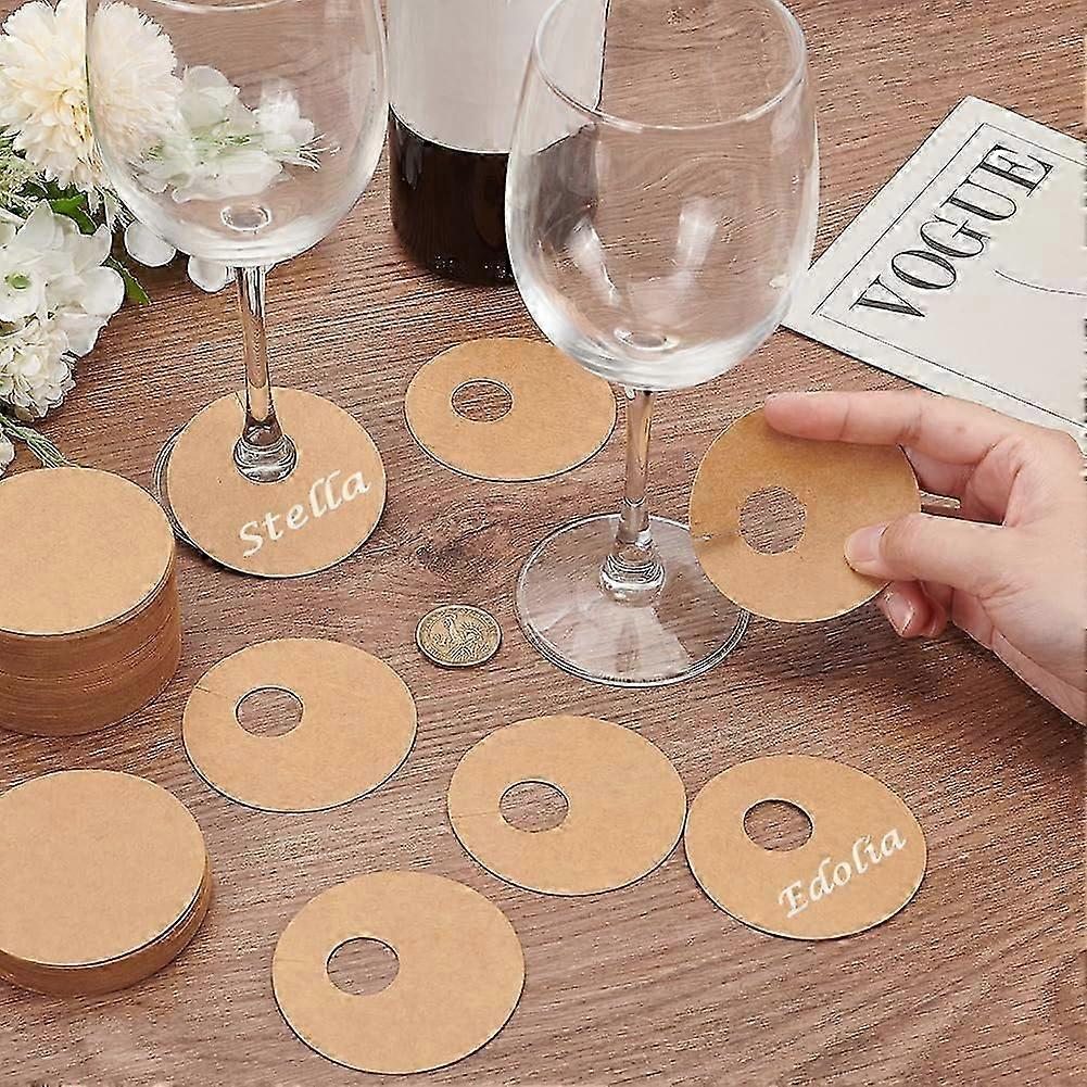 150 Pcs Paper Wine Glass Markers 2.8" Blank Round Stemware Drink Name ...