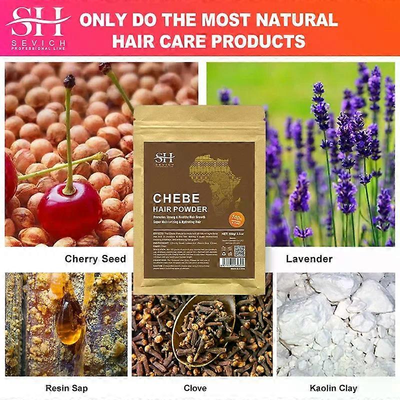 100% Chebe Powder Natural Ingredients Promotes Strong and Healthy Hair ...