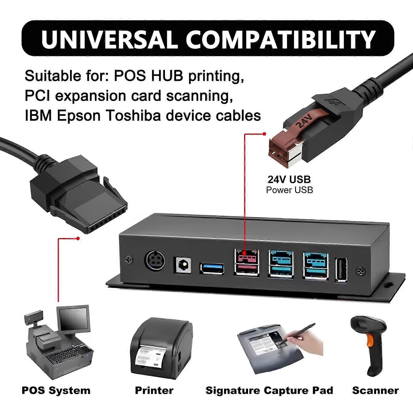 24V Powered USB to 8 Pin Stecker Data Cable for Printers POS Systems 1 ...