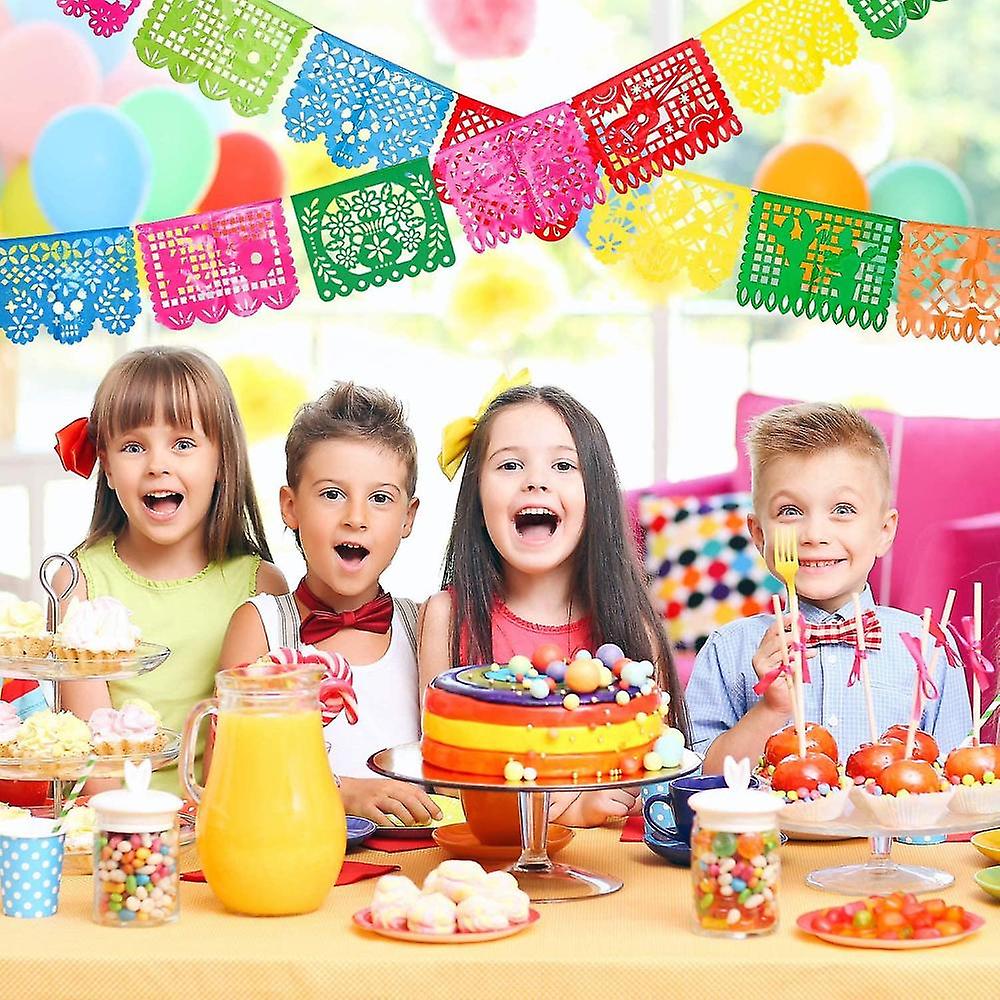Packs Mexican Party Banner Large Plastic Papel Picado Banner Fiesta ...