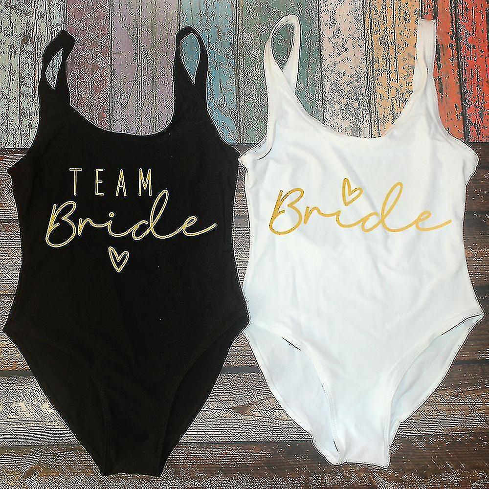 S-3xl Gold Print Team Bride One-piece Swimsuit Squad Women Swimwear ...