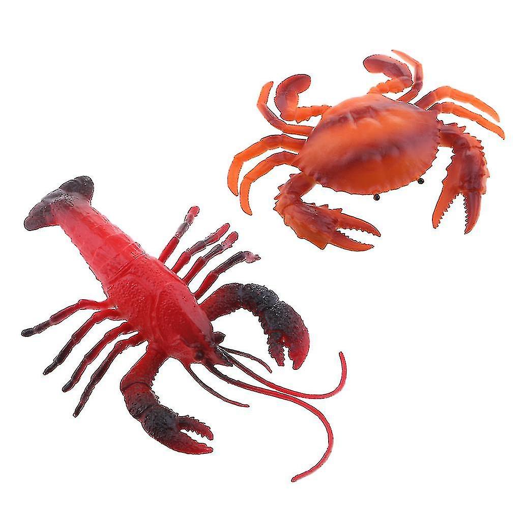 2 X Lobster & Crab Artificial Marine Animal Statue Fits For Lawn ...