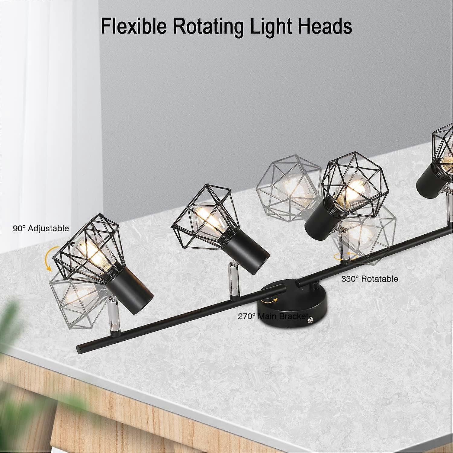 LED Ceiling Light 4 Swivel Adjustable Spots Industrial Metal Ceiling ...
