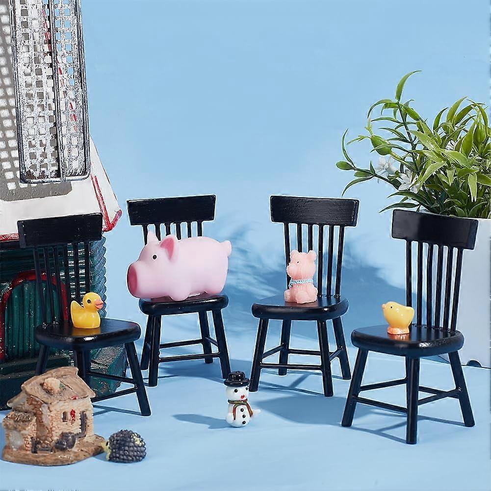 4pcs Dollhouse Furniture Chairs 1/12 Miniature Chairs Mini Wood Chair ...