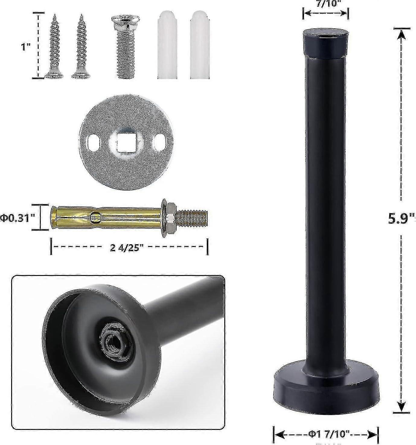 Door Stops, 6 Inch Long Door Stopper, Wall Mount, Heavy Duty Solid ...