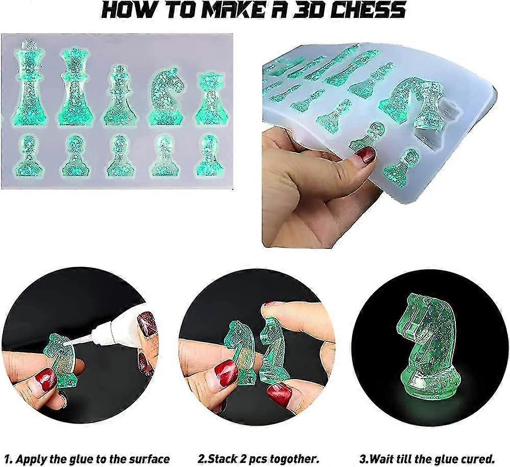 Chess Board Resin Mold Set, Silicone Chess Board and Chess Mold, DIY ...