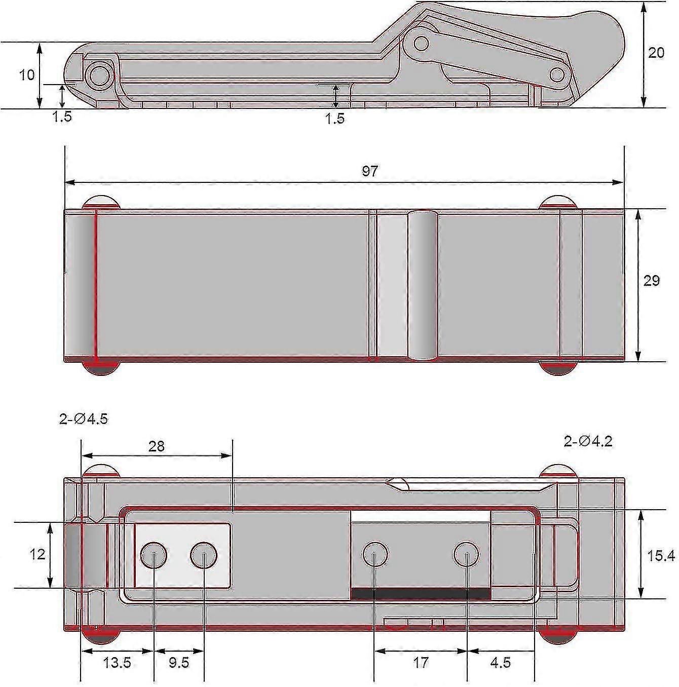 2pcs Flexible Rubber Draw Latch, Front Storage Rack Latch Over Center ...