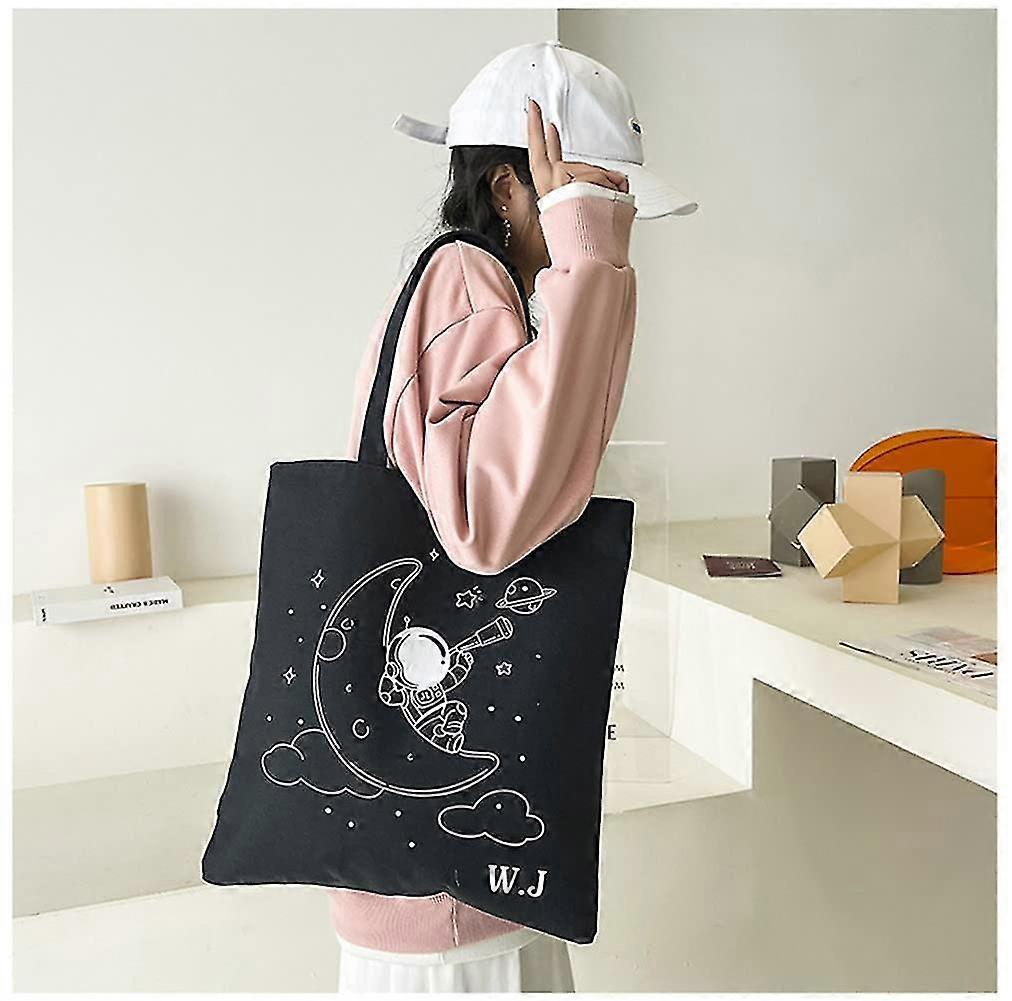 Women Canvas Tote Bags Alien Universe Pattern Shoulder Bag Reusable ...
