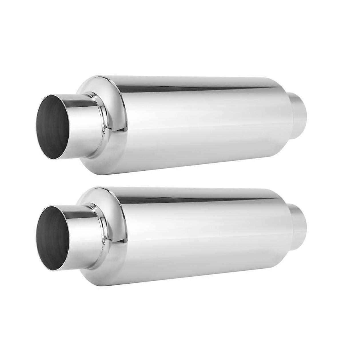 2PCS Car Exhaust Muffler 2.5 Inch Inlet Stainless Steel Universal ...