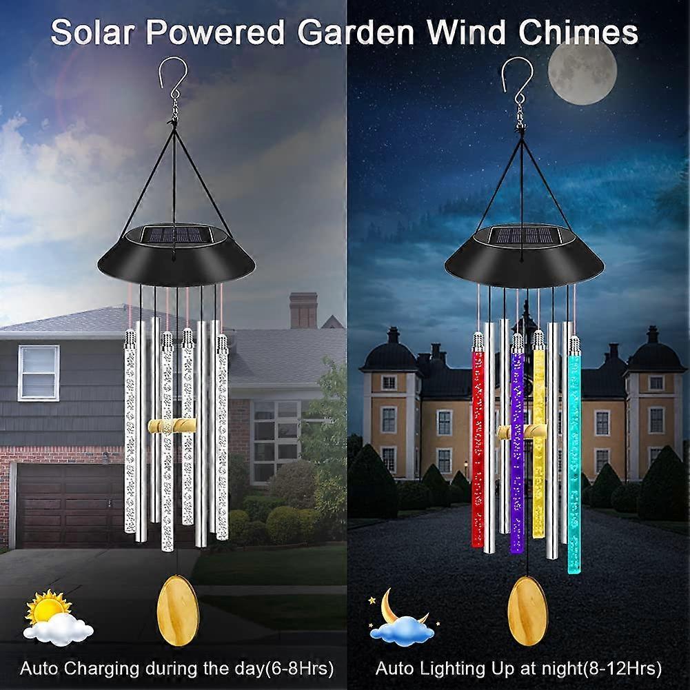 Solar Wind Chimes Light 37 inch, Solar LED Wind Chime 7 Colors Changing ...