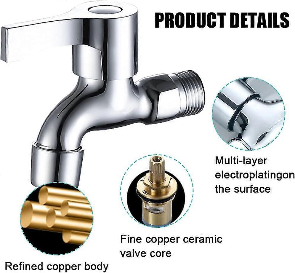 Pool Faucet Mop G1/2 Copper Washing Machine Faucet Single Cold Tap ...
