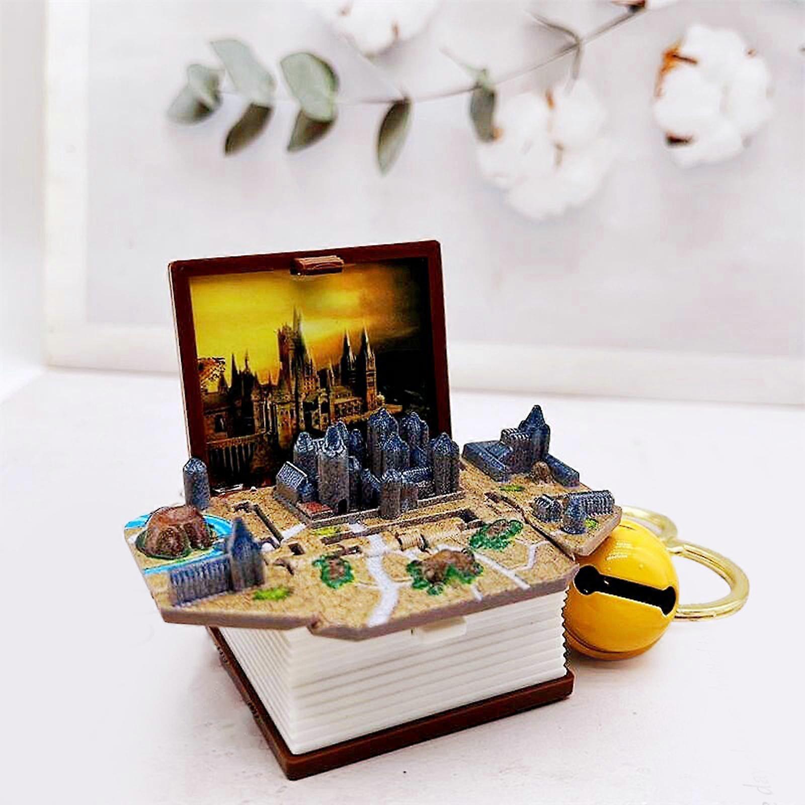 Castle Book Keychain Creative Cute Fidget for Car Keys Foldable Mini ...