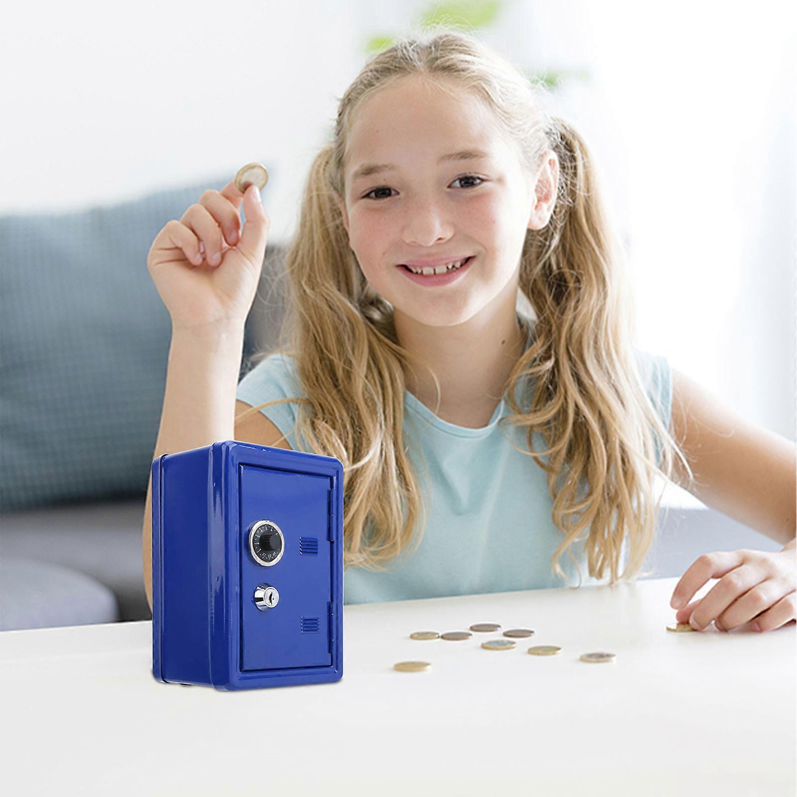Kids Bank Locker Safe With Key And Single Digit Lock, Metal Money Safe ...
