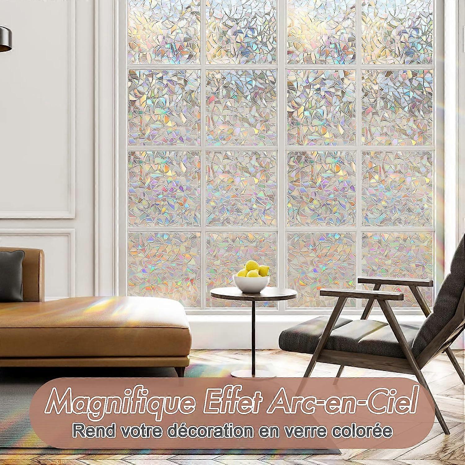 45x200cm Electrostatic Window Film Rainbow Effect, Decorative Anti-Peek ...