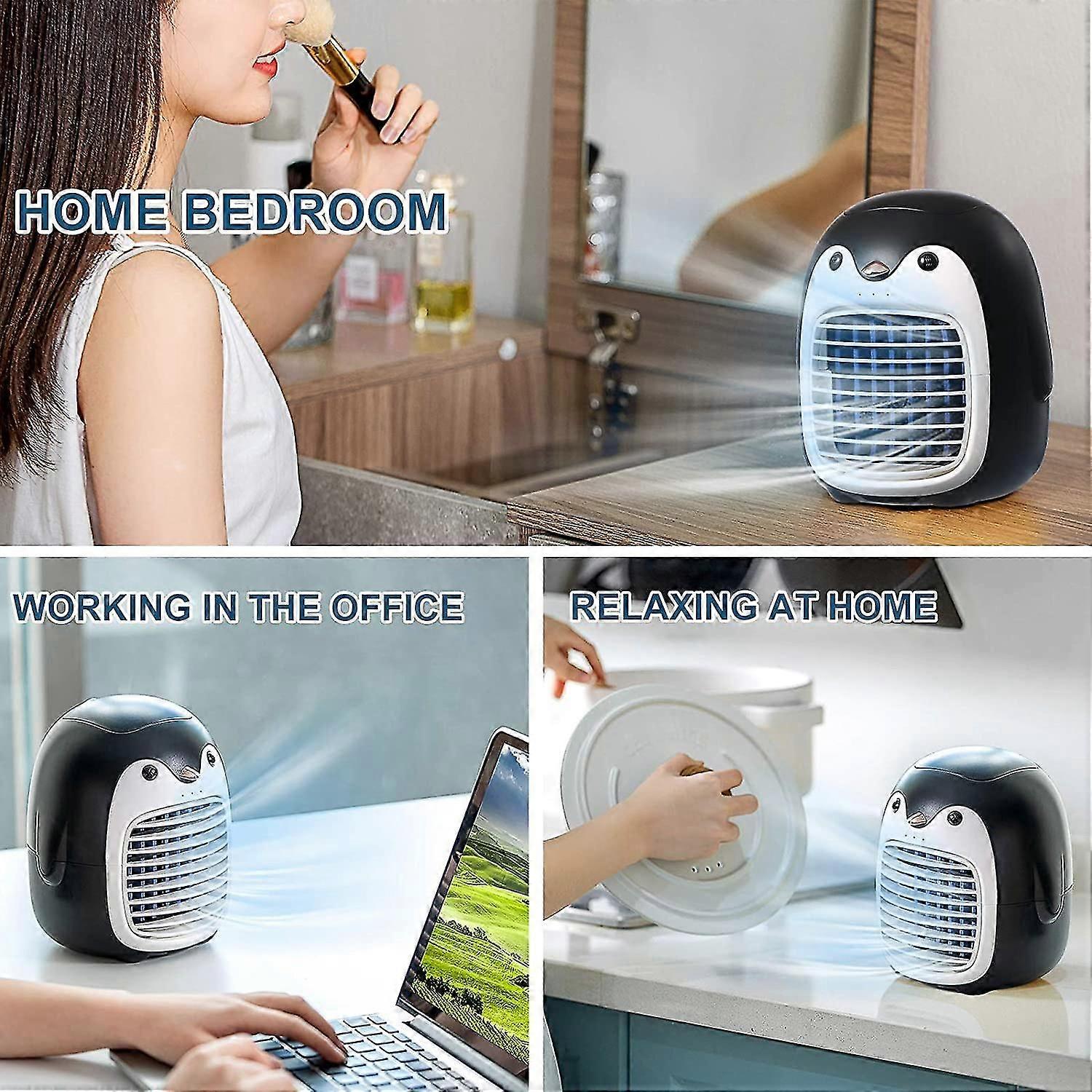 Cute Penguin Portable Air Conditioner Fan, Rechargeable Usb Wireless ...