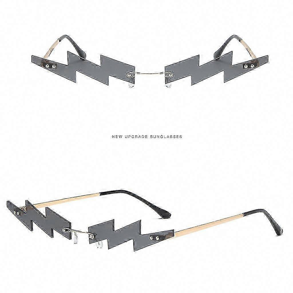 Vintage Unisex Sunglasses with Lightning-Shape Design and Irregular ...