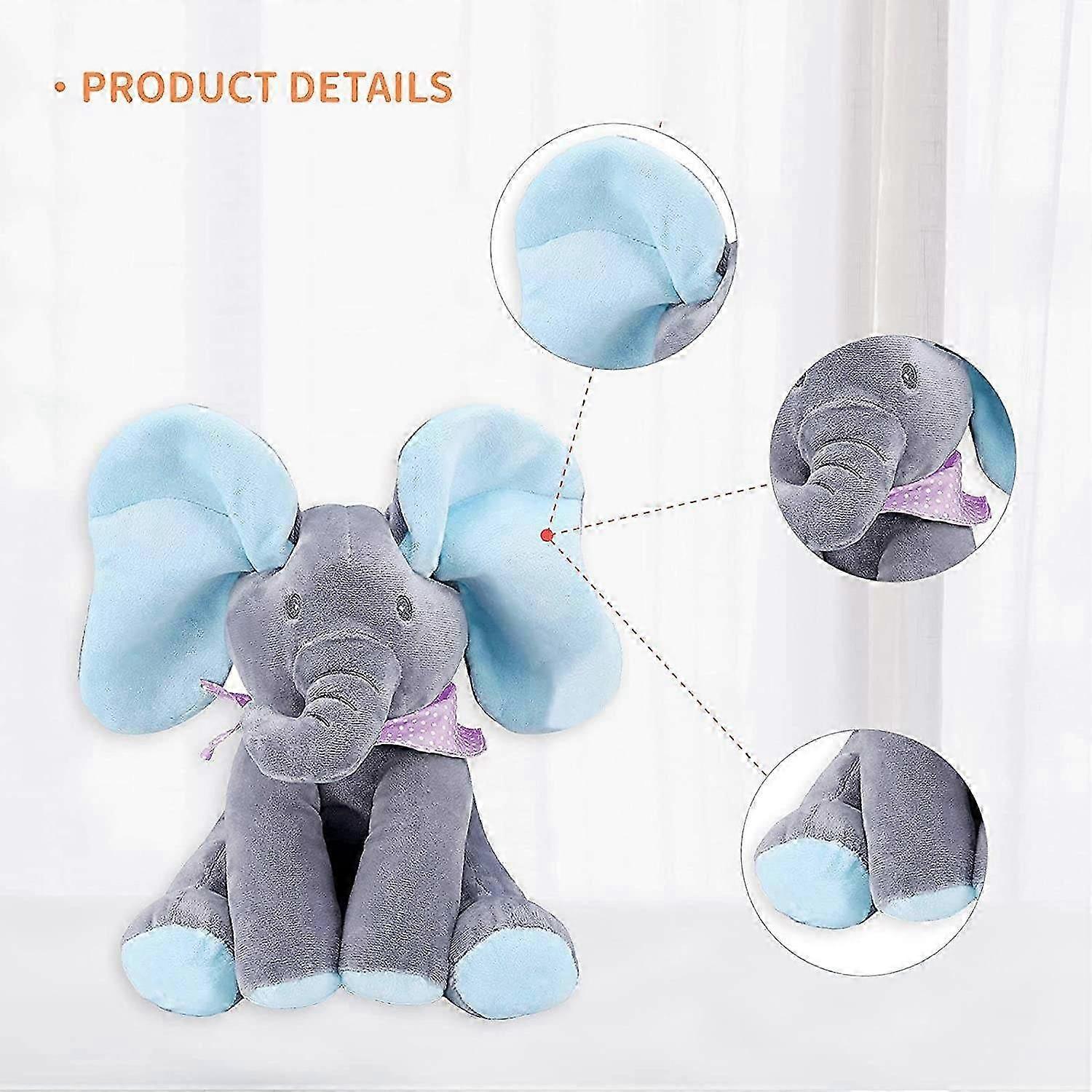 Blue Hide and Seek Singing Elephant Plush Toy, Musical Interactive Toy ...