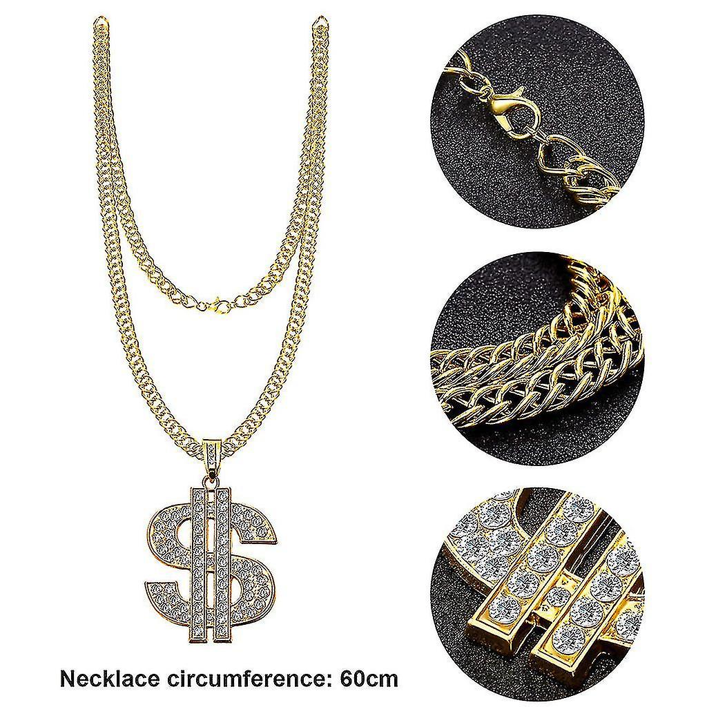 80s 90s Costumes Outfit For Men Women, Hip Hop Costume Kit Metal Chain ...