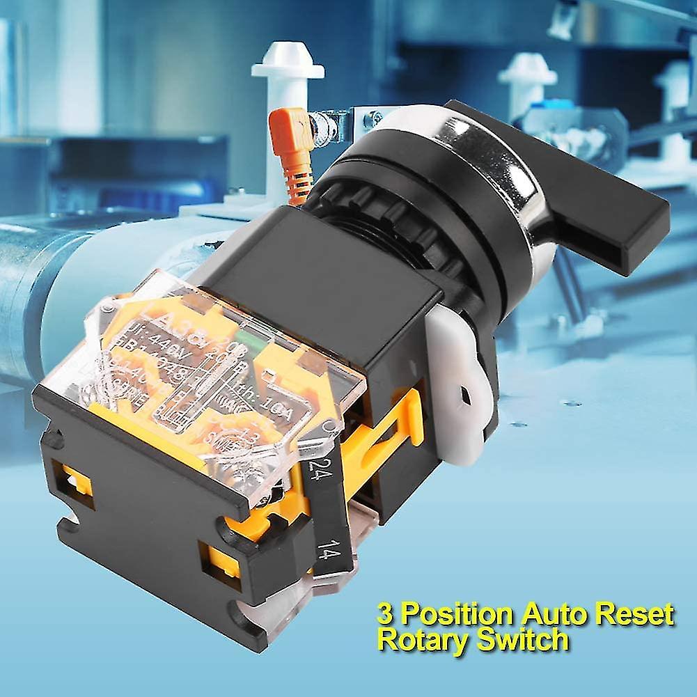 3 Position Momentary Rotary Switch, 22mm Long Handle, Auto Reset Switch ...